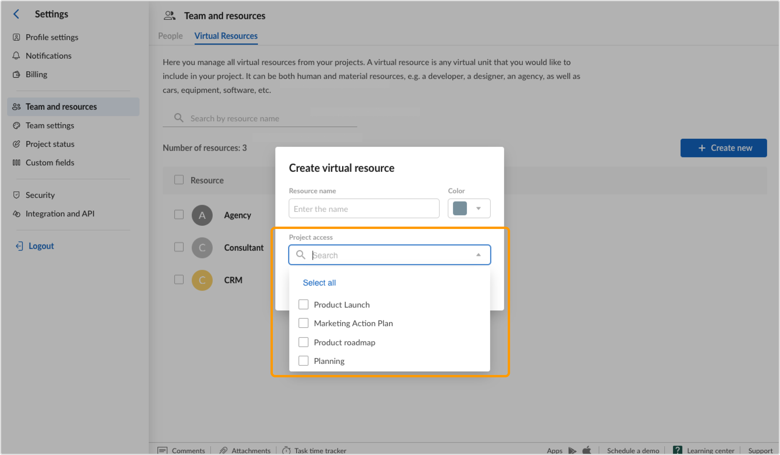 Virtual resources – GanttPRO Knowledge Base