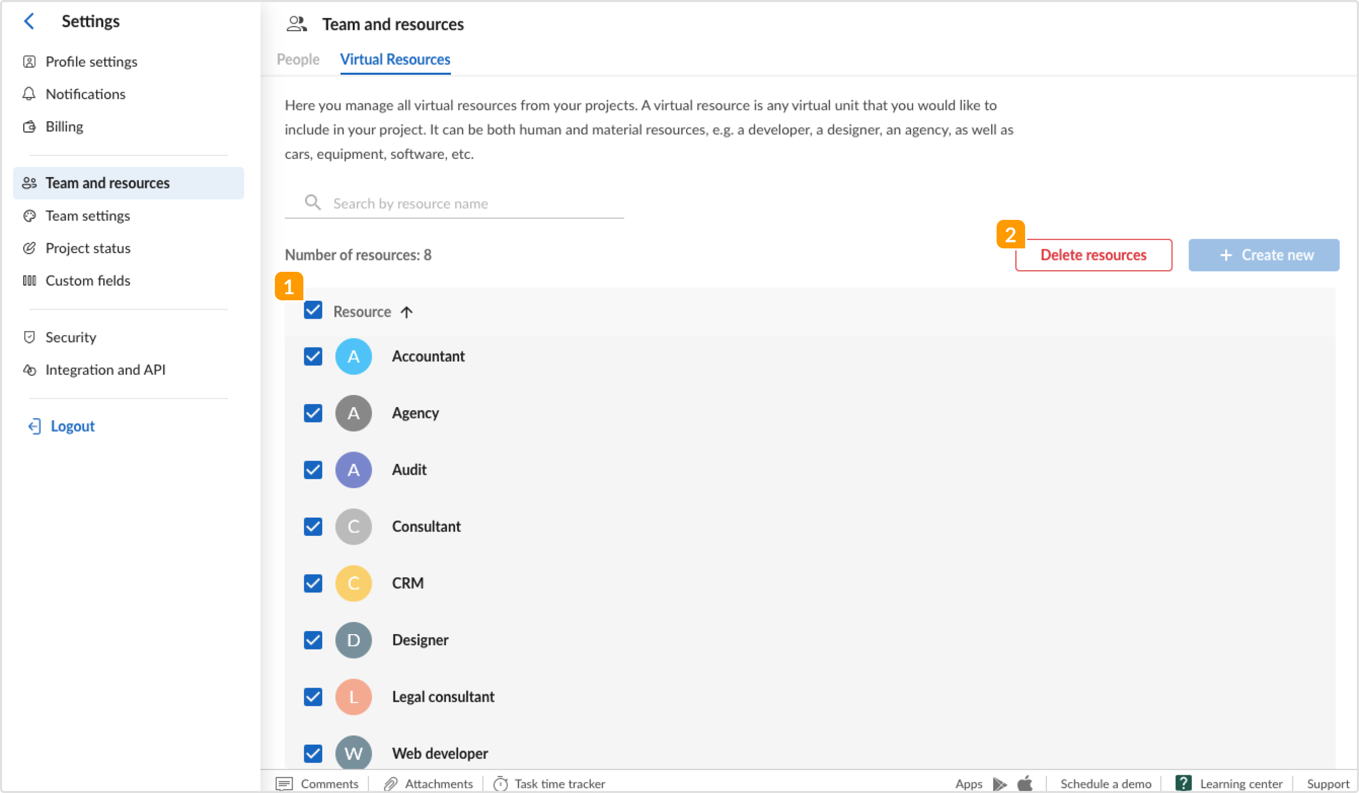 Virtual resources – GanttPRO Knowledge Base