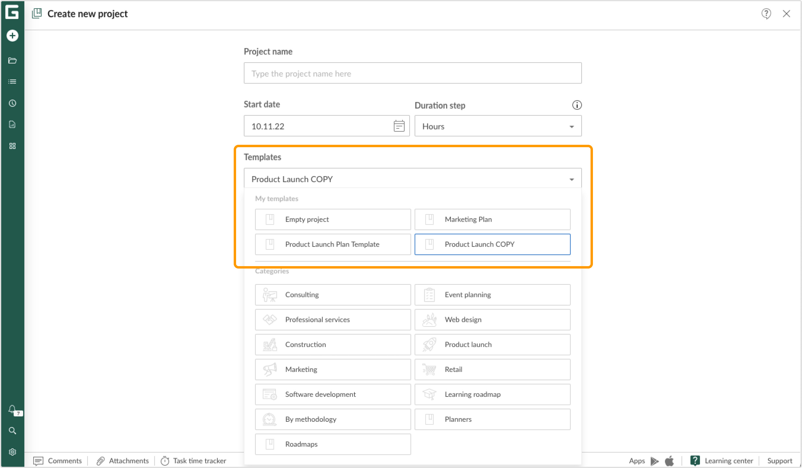 Saving project as a template – GanttPRO Knowledge Base