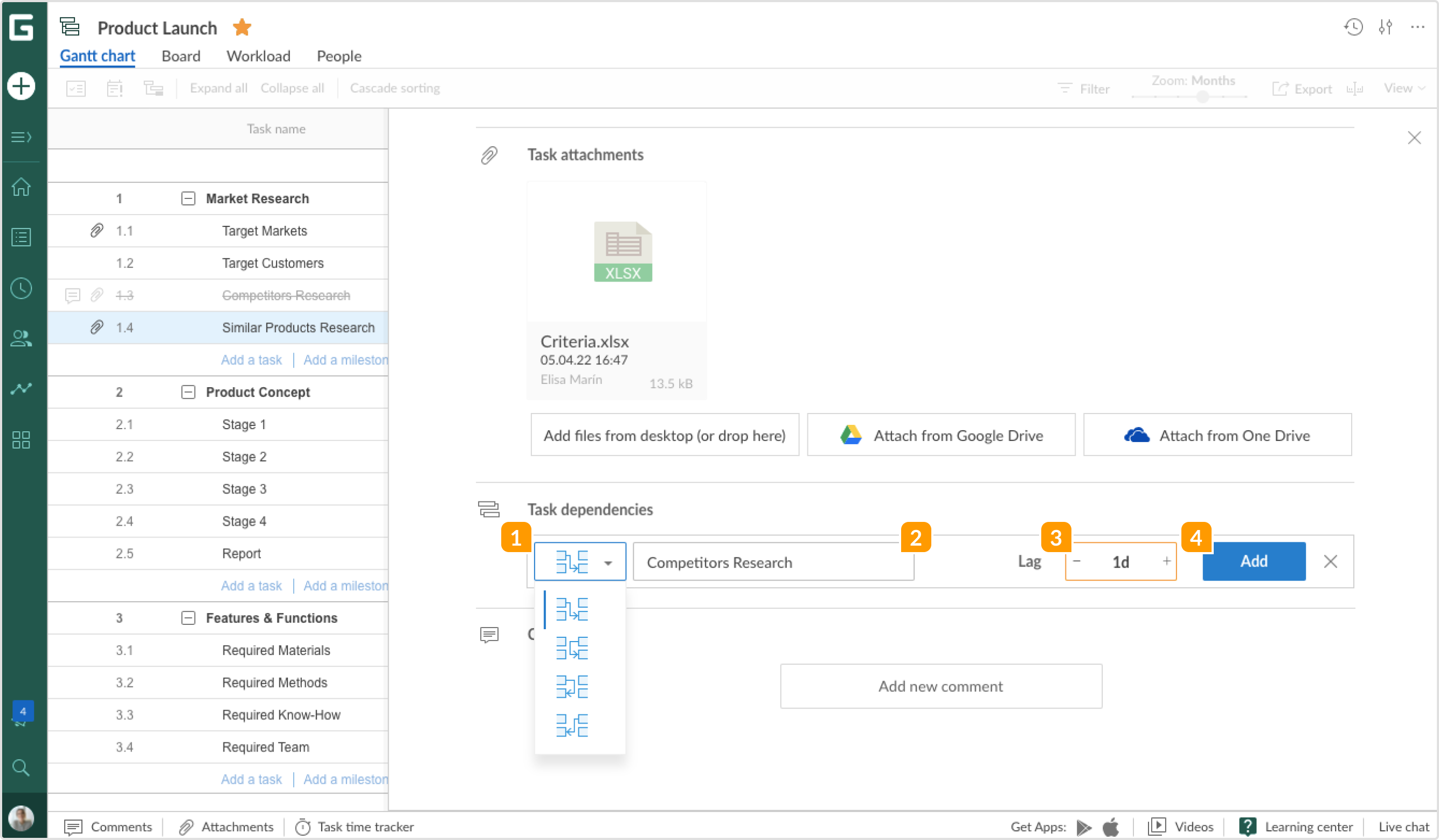 Task settings – GanttPRO Knowledge Base