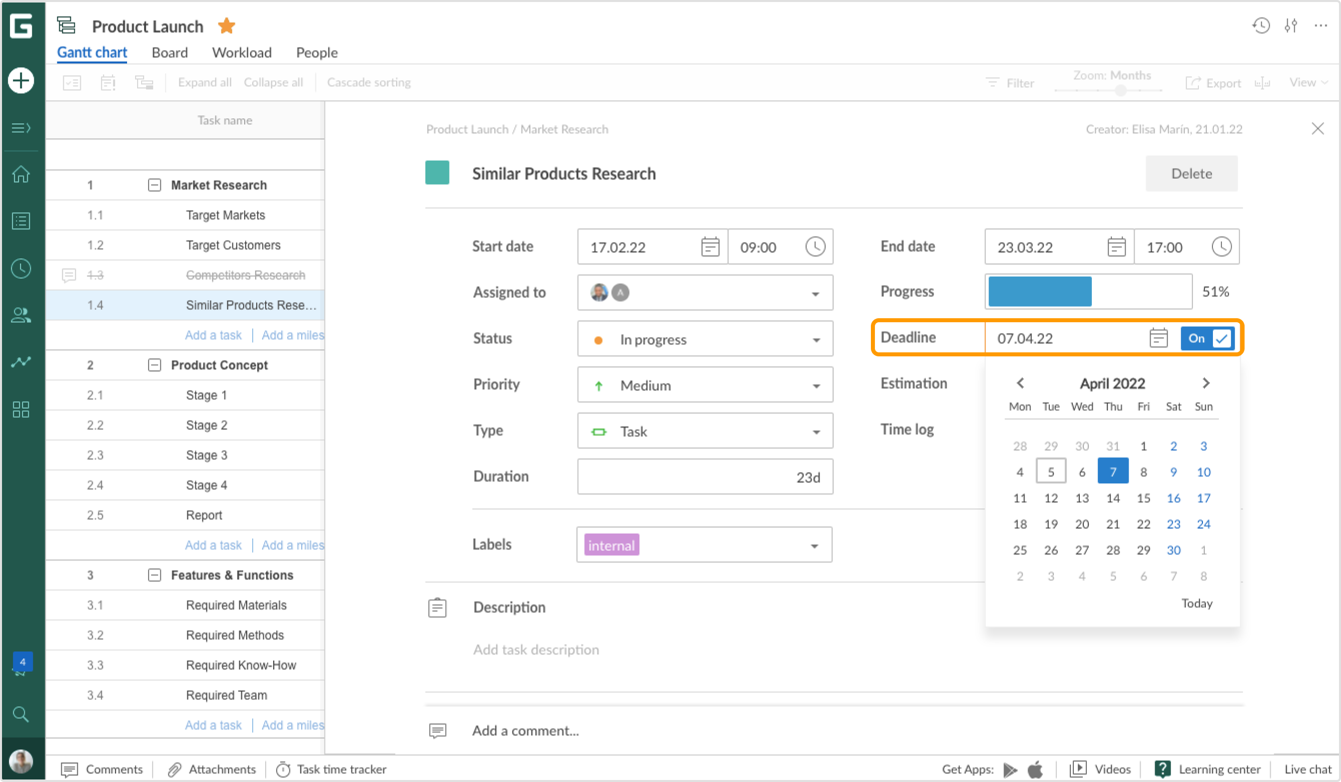 Task settings – GanttPRO Knowledge Base