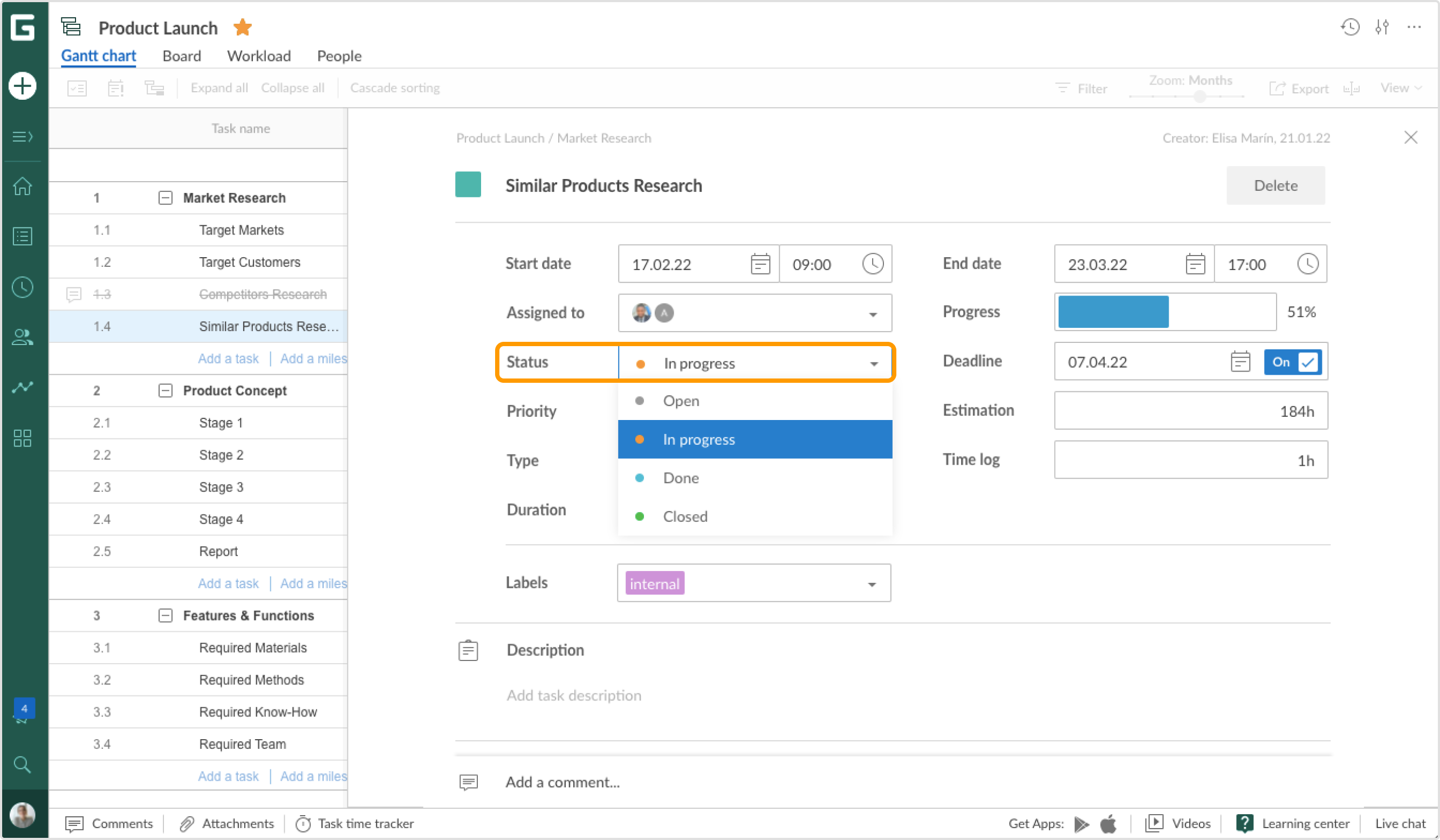 Task settings – GanttPRO Knowledge Base