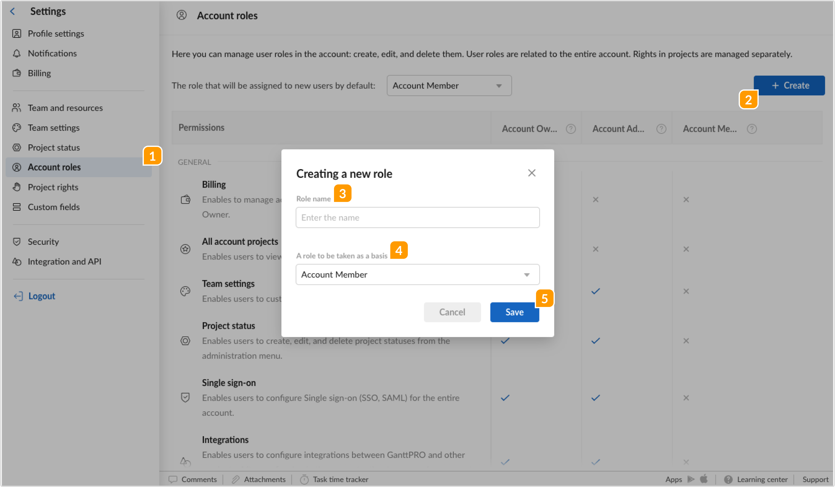 Configuring account roles – GanttPRO Knowledge Base