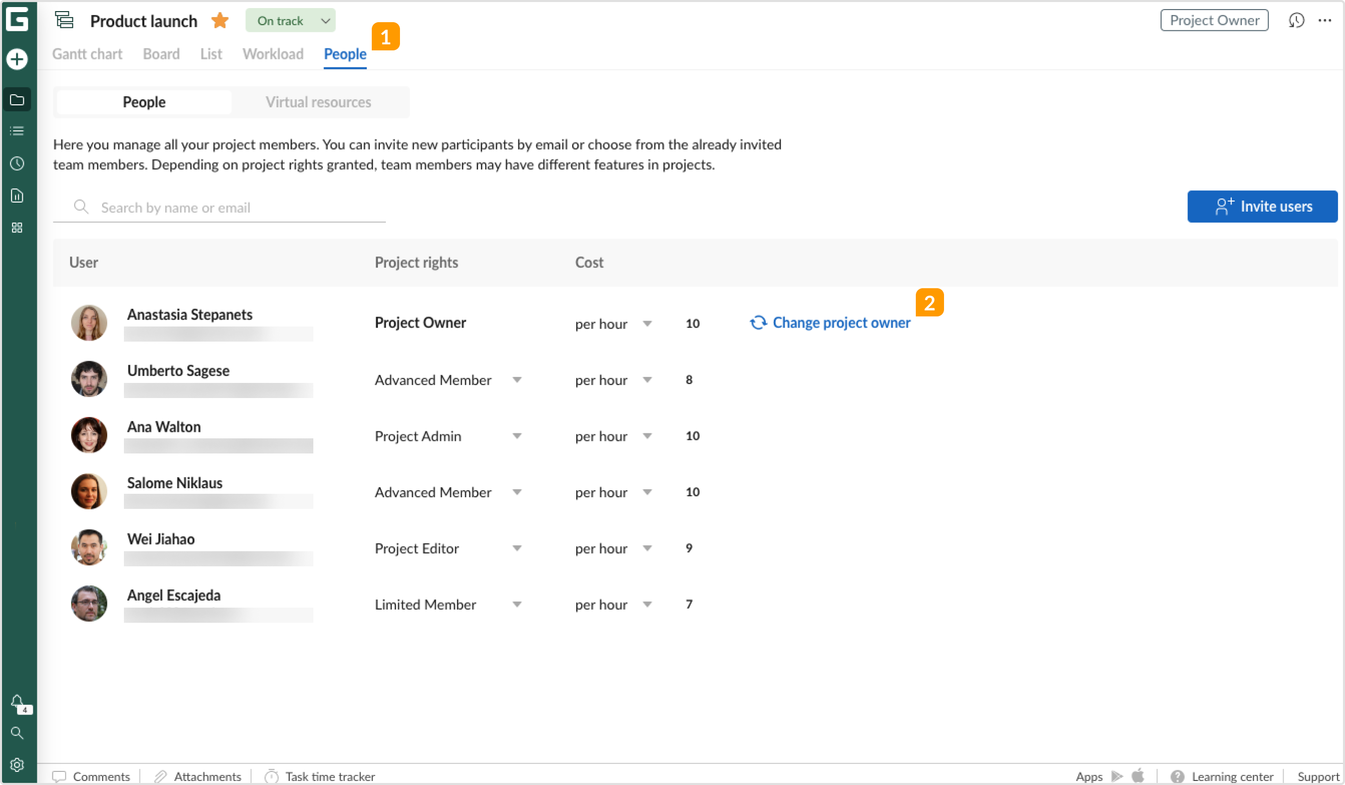 Project rights – GanttPRO Knowledge Base