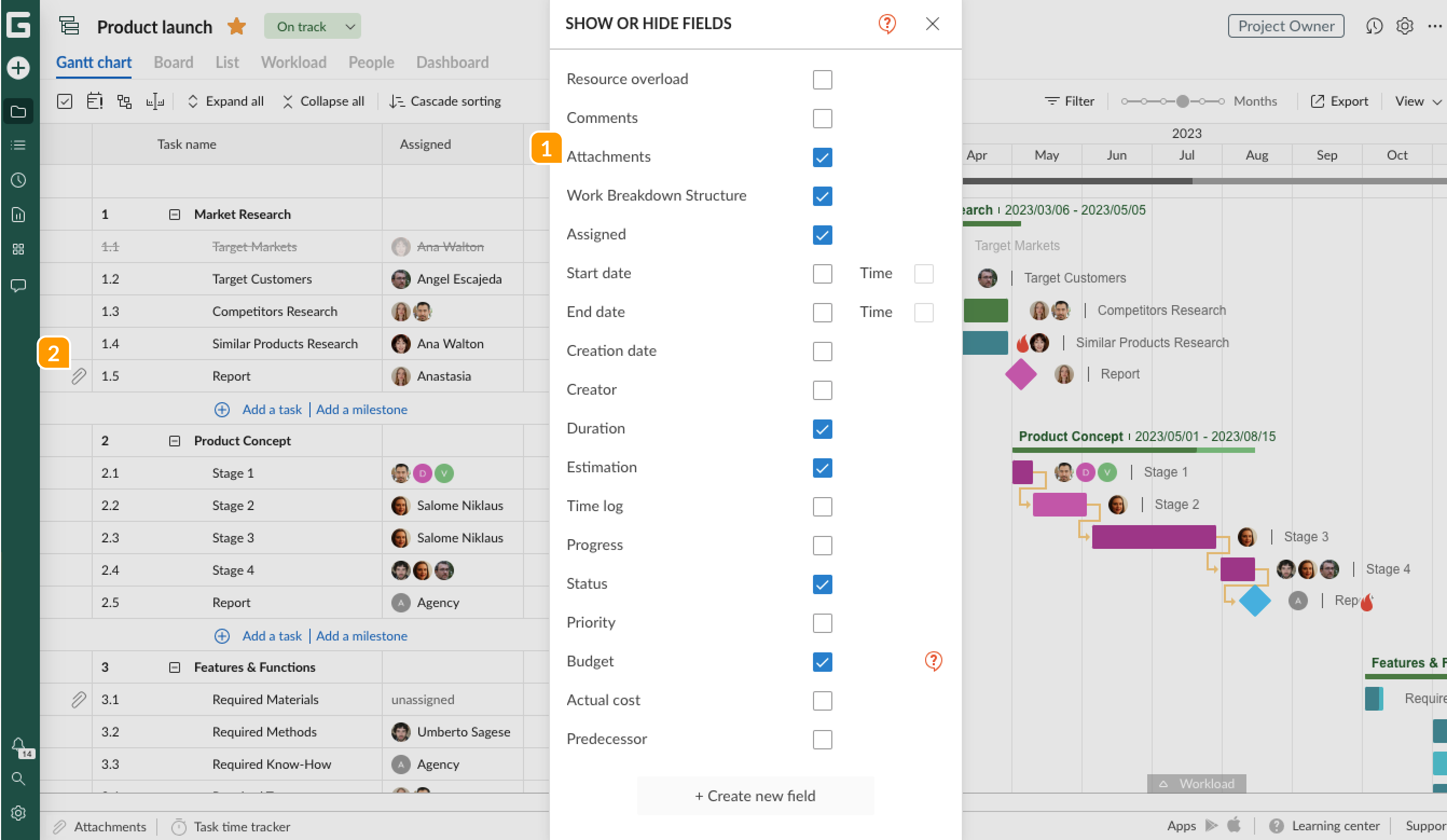 Standard fields – GanttPRO Knowledge Base
