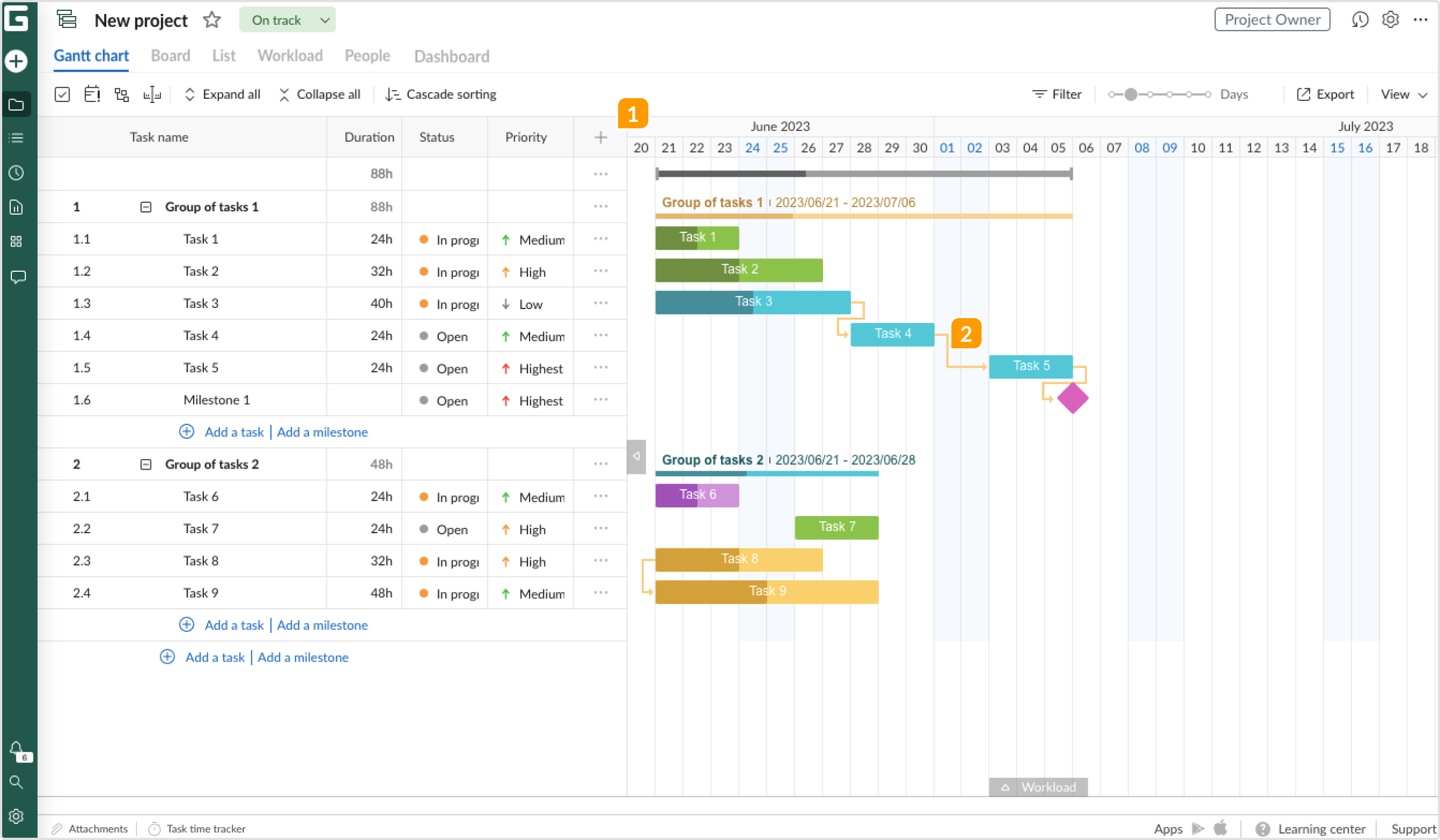 Cómo crear el primer proyecto – Base de conocimientos de GanttPRO