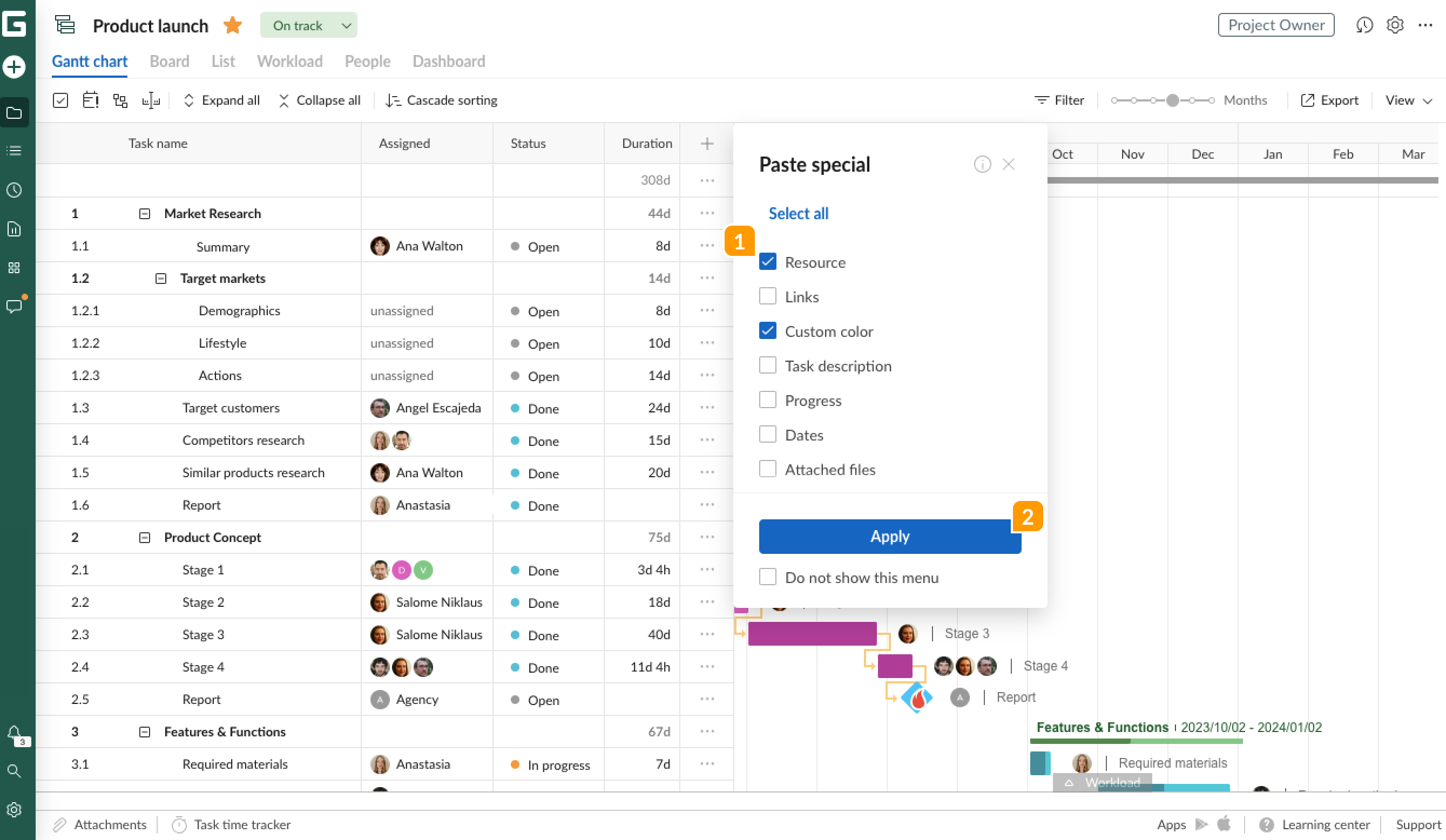 Copying tasks – GanttPRO Knowledge Base