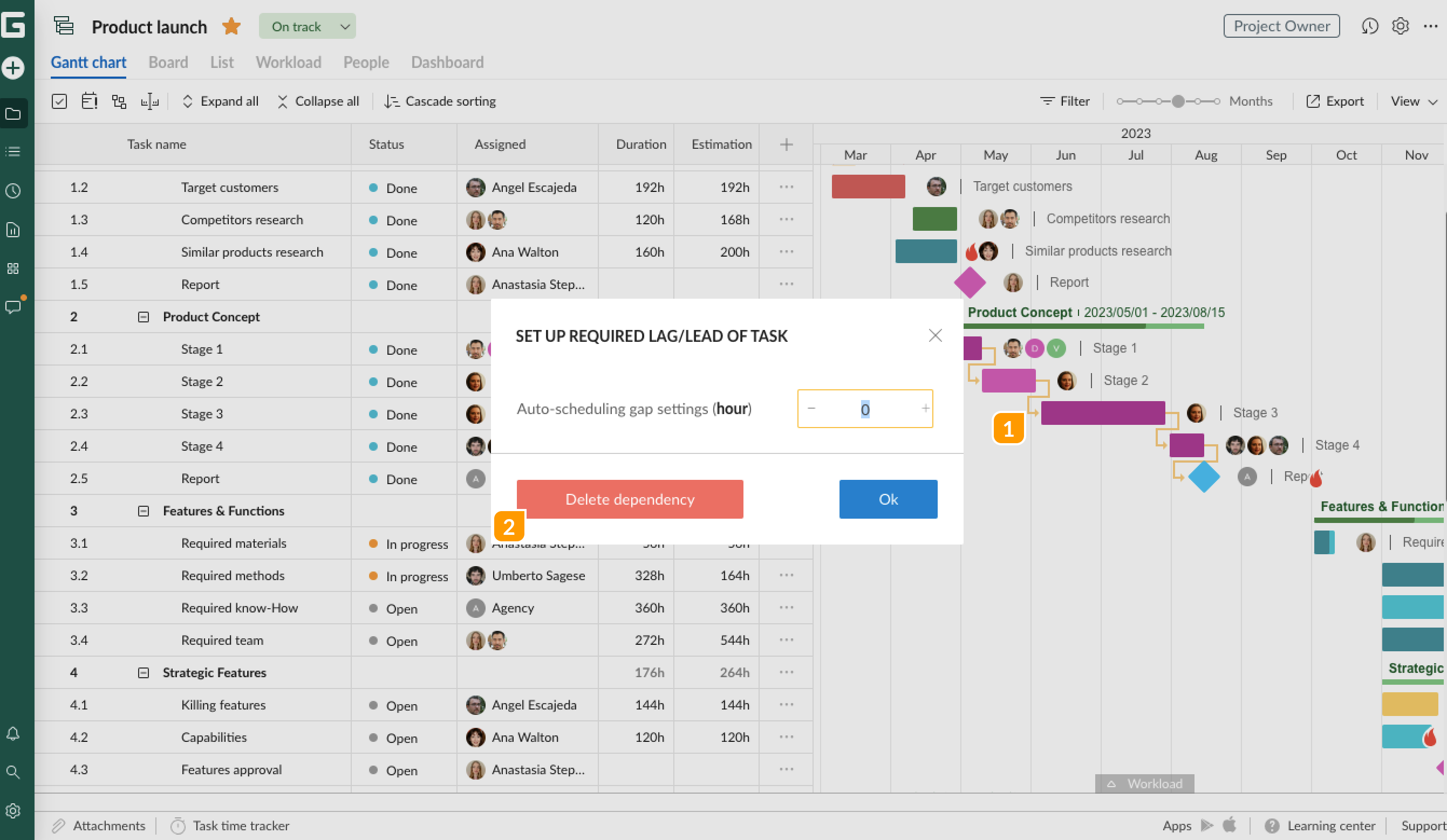 Creating dependencies – GanttPRO Knowledge Base